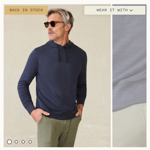 Faherty | Shirts | Mens Faherty Sunwashed Slub Hoodie In Blue Nights ...